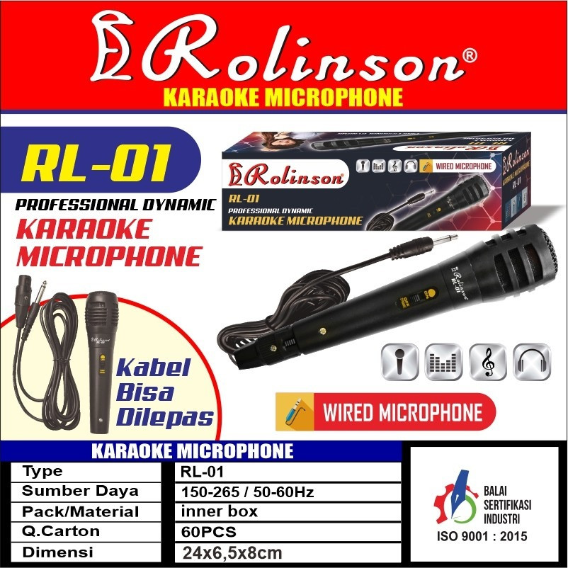 Jual ROLINSON KARAOKE MICROPHONE RL-01 RL-02 RL-03 PROFESSIONAL DYNAMIC ...