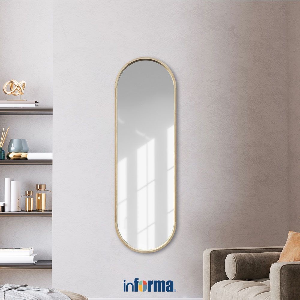 Jual Informa 50X100 cm Cermin Dinding Wooden Oval Wall Mirror ...