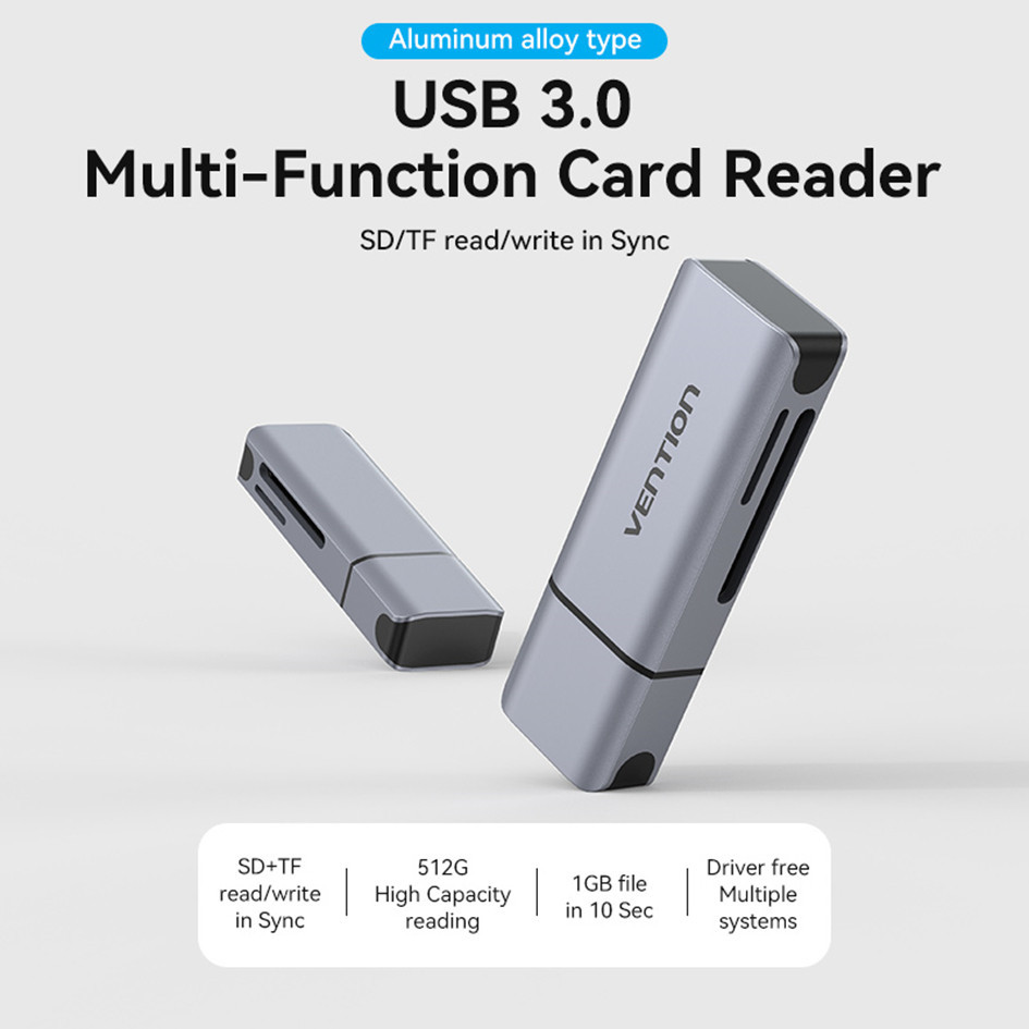 Jual Vention Card Reader 2 in 1 USB 3.0 A SD TF Dual Drive Letter - CLI ...