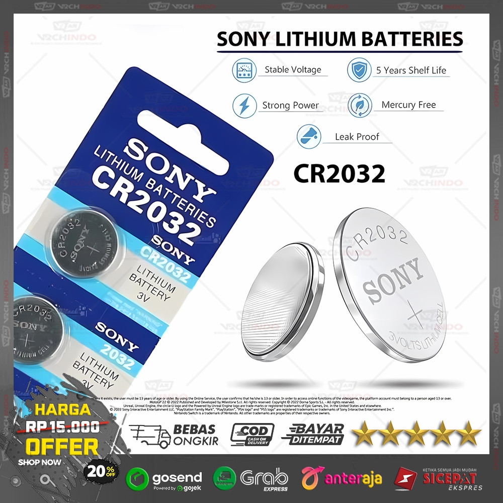 Jual Bateray / Battery / Batre / Batray / Baterai CMOS 3V CR-2032 - CR2032 | SONY Original ...
