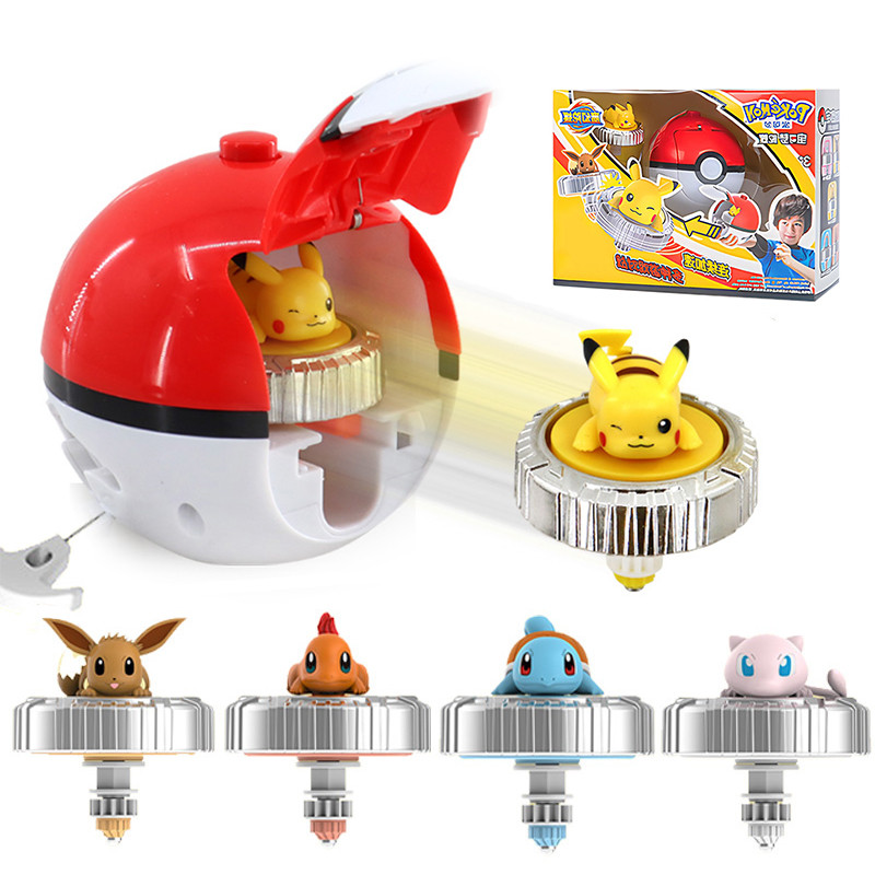 Jual Pokemon Spinning Top Action Figure Pikachu Charmander Squirtle Mew ...