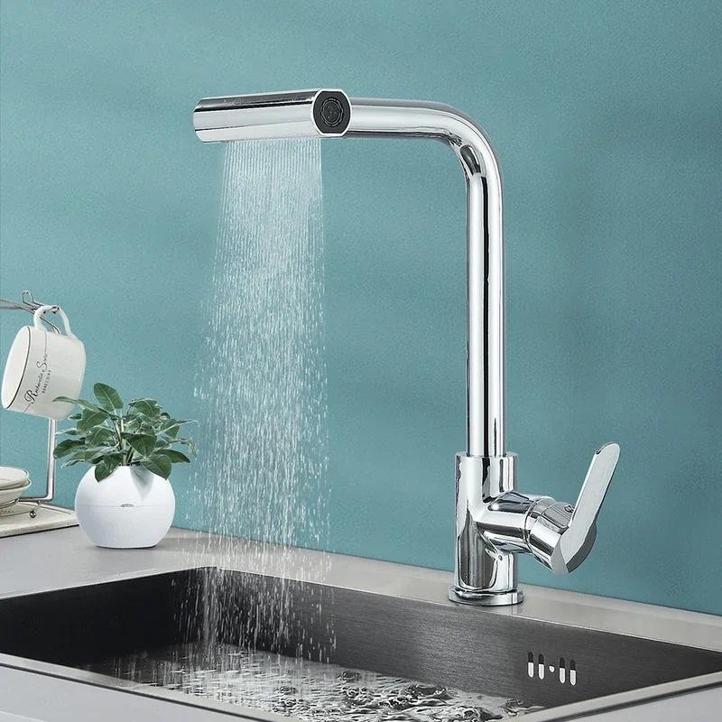 Jual Waterfall Kitchen Faucet 360° Rotating Waterfall Flow Spray Four ...