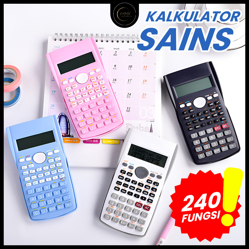 Jual EM KALKULATOR SEKOLAH SCIENTIFIC WARNA 12 DIGIT 240 FUNGSI ...