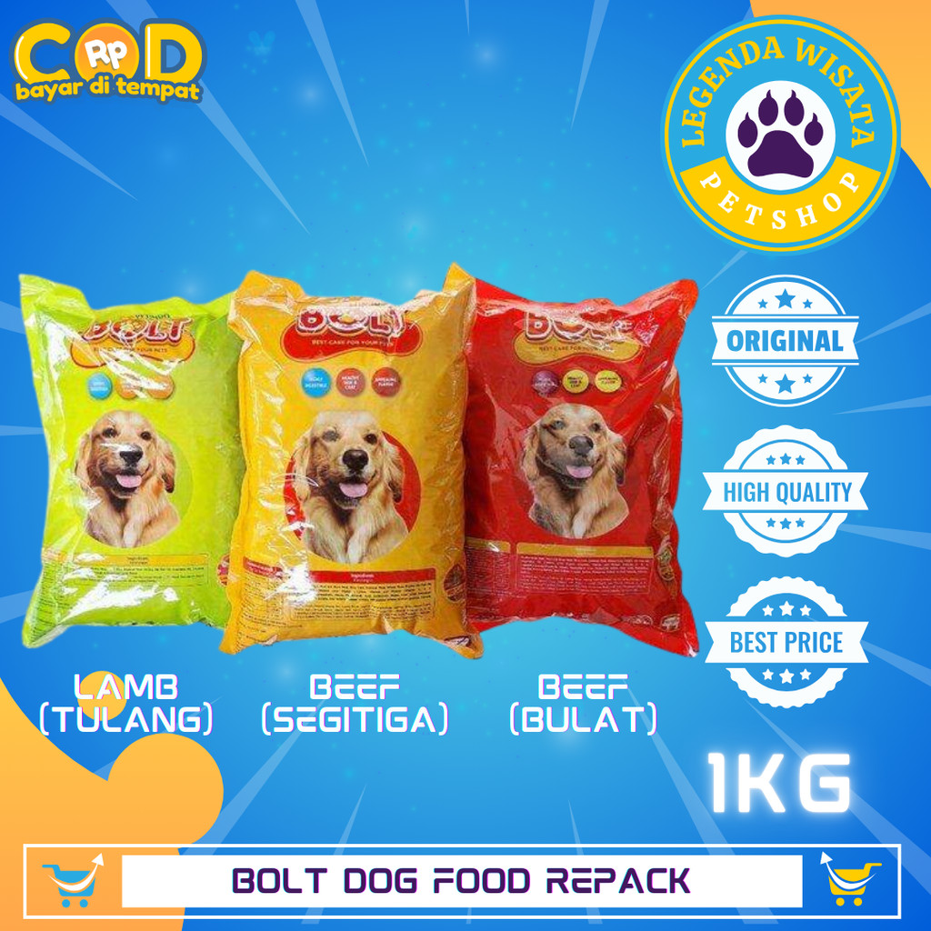 Jual Bolt DOG Dry Food Repack 1kg ~ Makanan Anjing Repack 1kg | Shopee ...