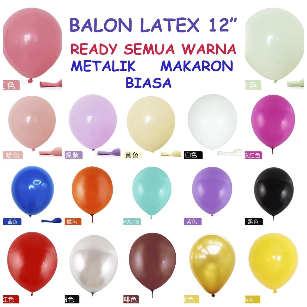 Jual Balon Ulang Tahun 12" Balon Latex Balon Karet Polos 12 Balon Gas ...