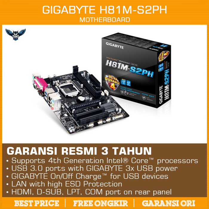 Jual GIGABYTE H81M-S2PH Motherboard Intel H81 LGA 1150 DDR3 mATX Resmi ...