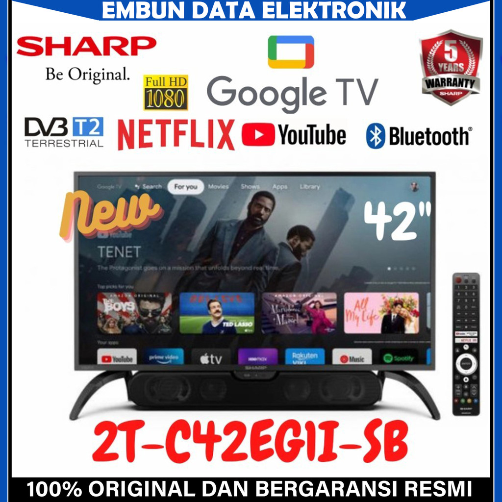 Jual SHARP 42 INCH ANDROID GOOGLE TV SOUNDBAR 2T-42EG1i-SB FHD GARANSI RESMI 5 TAHUN | Shopee ...
