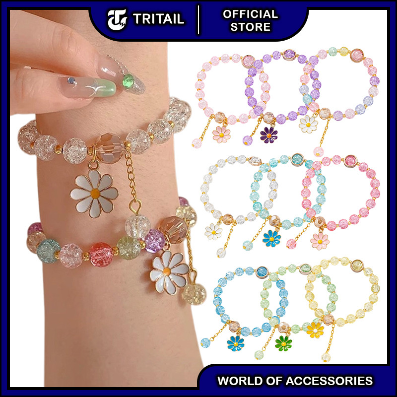 Jual Tritail - Gelang Tangan Kristal Fashion Motif Bunga Daisy Korean ...