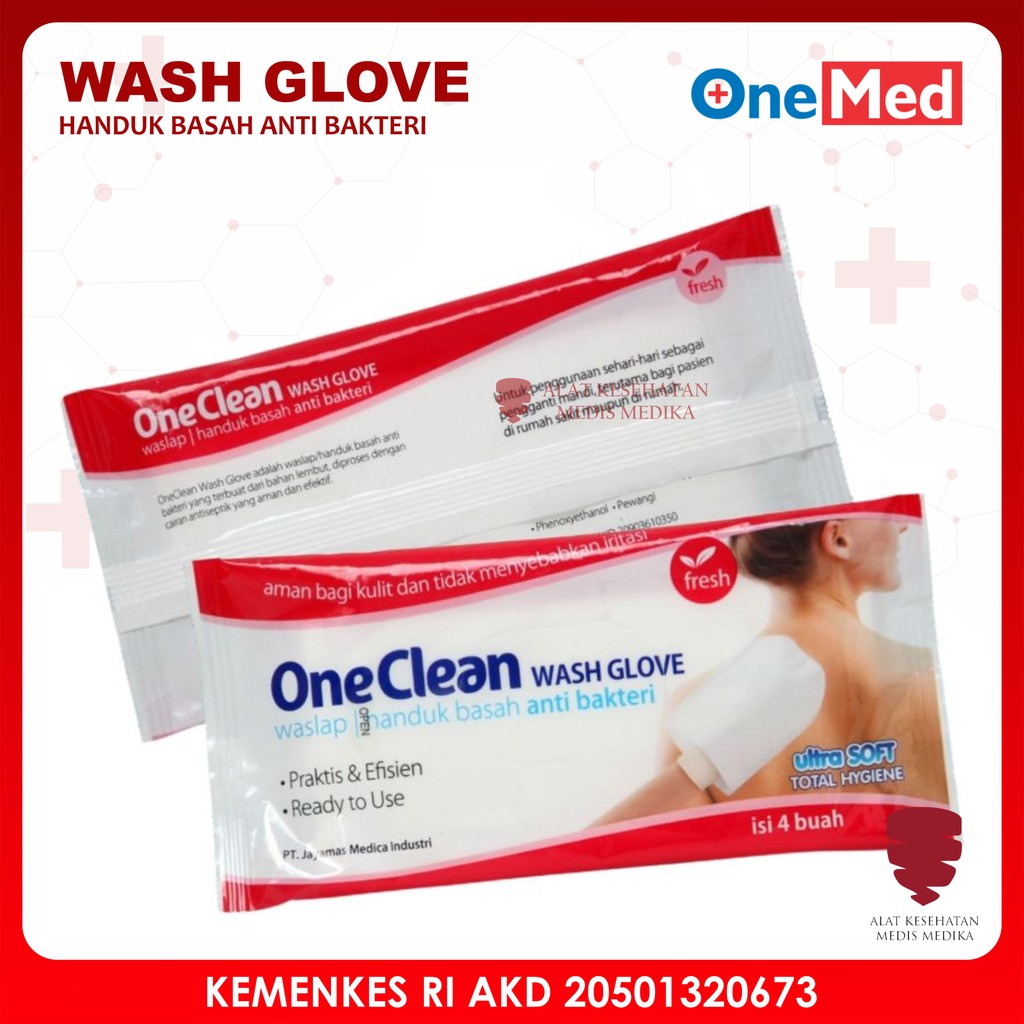 Jual Waslap OneClean Onemed Wash Glove Antiseptic Tissue One Clean Handuk Basah Anti Bakteri ...