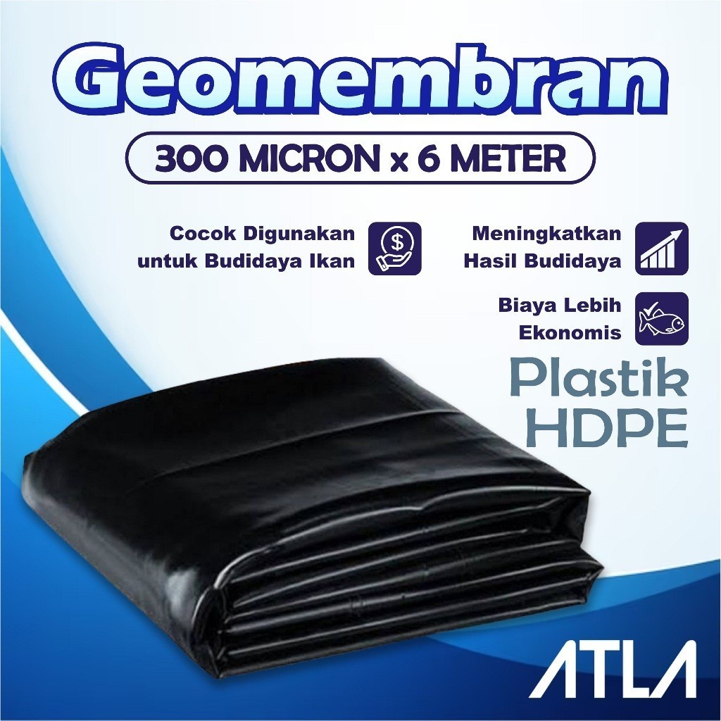 Jual Plastik Geomembran 6 Meter 300 Micron Hitam Plastic Geomembrane ...