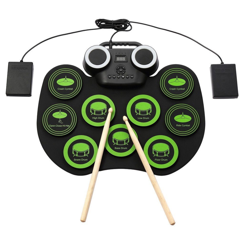 Jual Electronic Drum Kit 9 Pads of Roll-Up Practice Drum Set Flashing ...