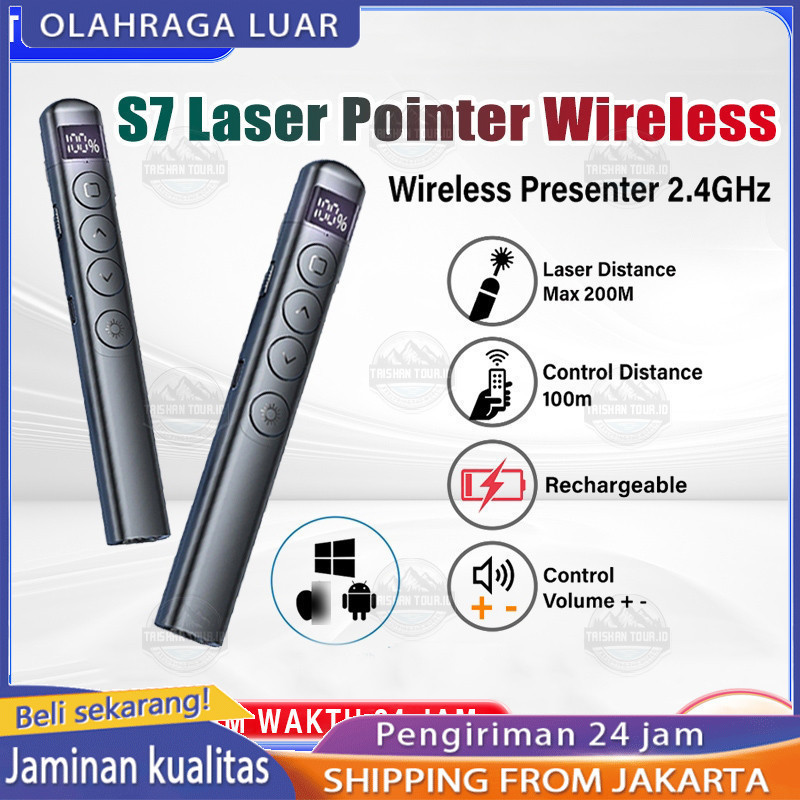 Jual S7 Wireless Laser Pointer Presentasi Rechargeable Remote Control pena laser Merah USB ...