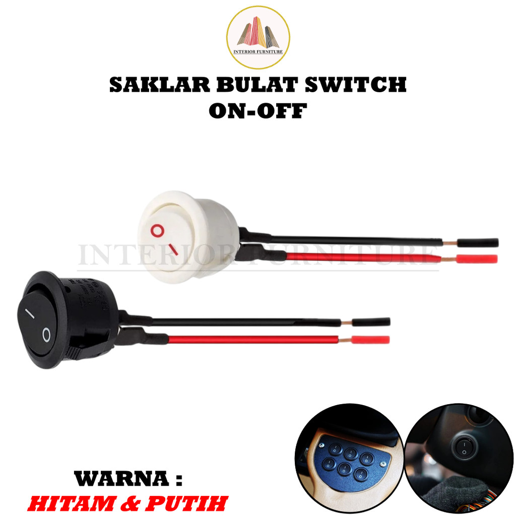Jual Saklar Putih Hitam Bulat Tombol On Off Saklar Round Switch 2 Pin ...