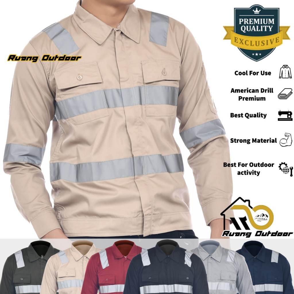 Jual B8 Wearpack Safety Zipper - Baju Kemeja Kerja Proyek Tambang Pria ...