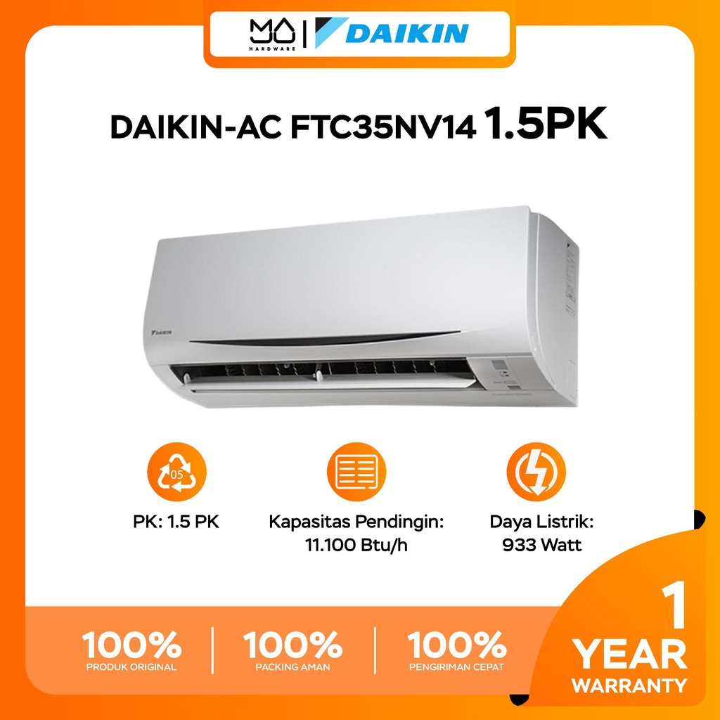 Jual DAIKIN AC Split 0.5 PK Standard R32 Thailand FTC15NV14 - Garansi ...