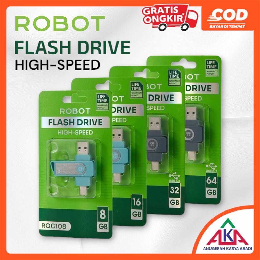 Jual ROBOT Flashdisk Dual OTG 8GB / 16GB / 32GB / 64GB High Speed Flash Drive Interface USB-A ...