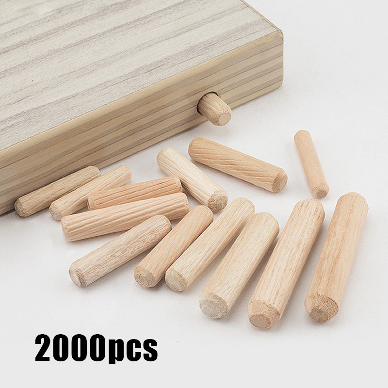 Jual 2000pcs Dowel Kayu Bulat Dowel Kayu Ulir Pasak Kayu Ulir 6 x 40 mm ...