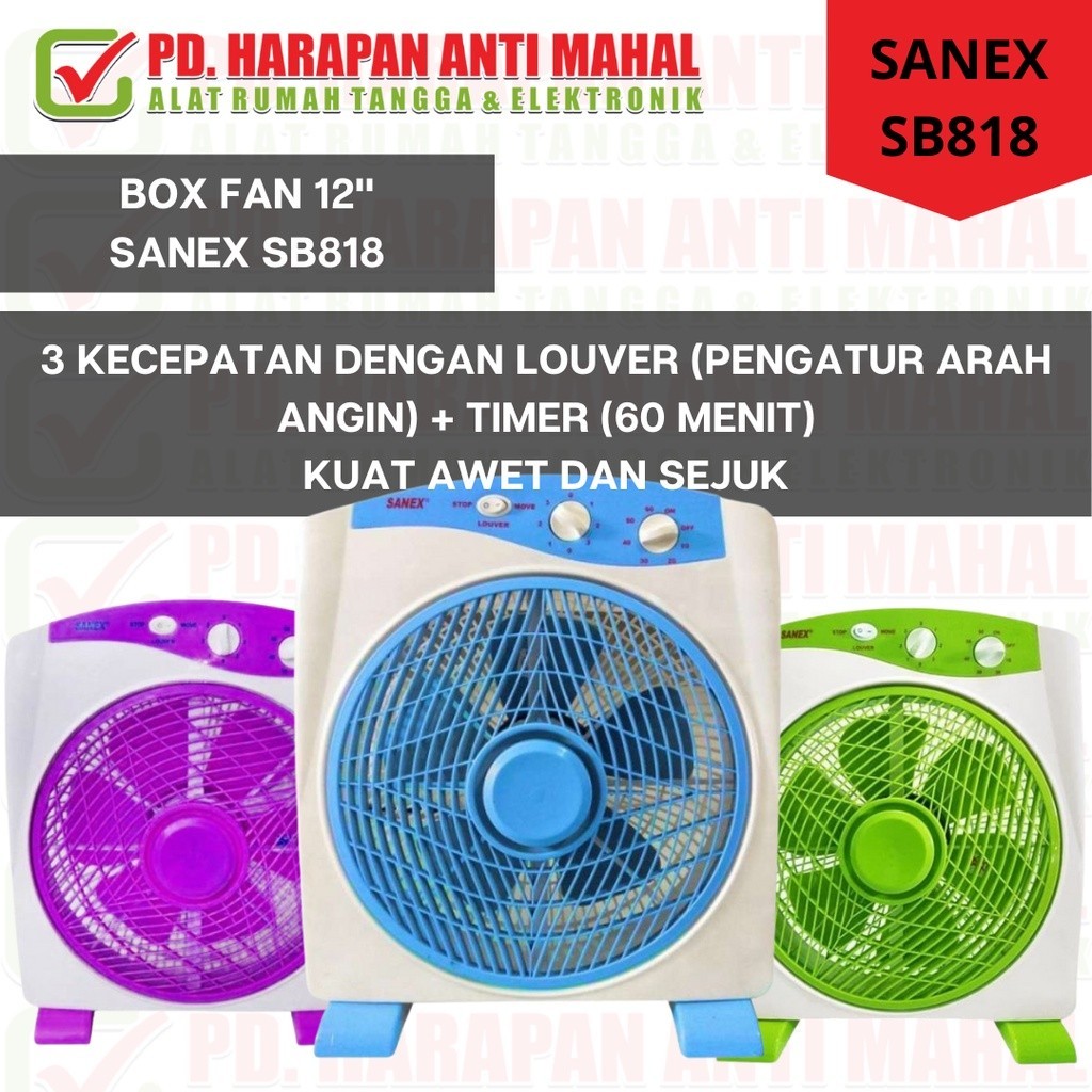 Jual Kipas Angin Sanex Kotak /Box Fan 12inc SB818 | Shopee Indonesia