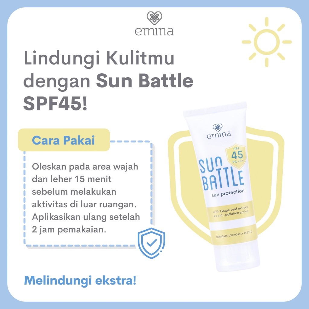 Jual Emina Sun Battle SPF 45 PA+++ 30 mL - Skincare Sunblock Pelindung dari Sinar Matahari + UV ...