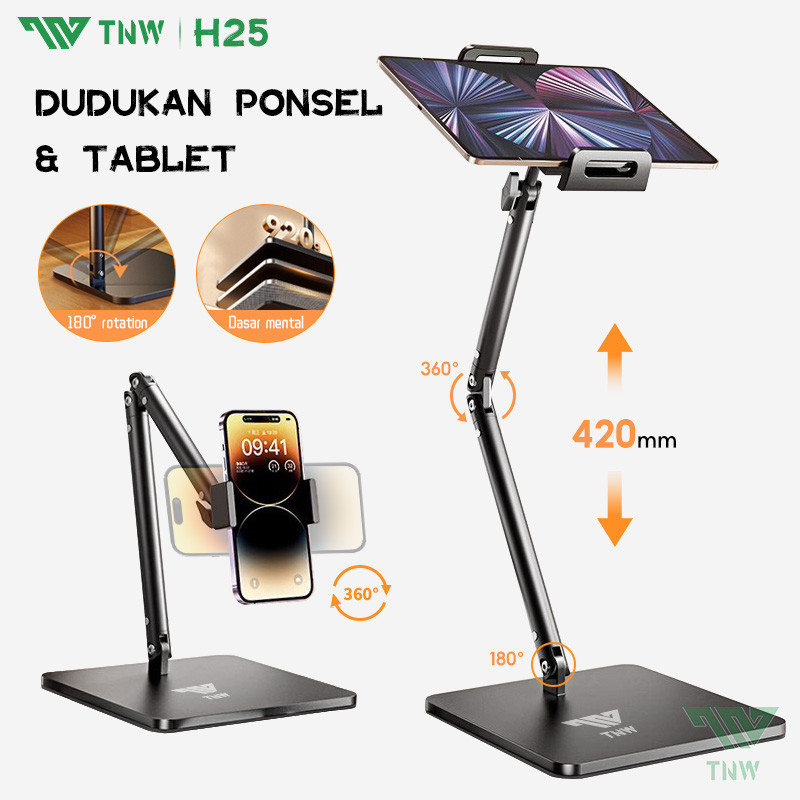 Jual TNW H25 Stand Holder Handphone Tablet Meja Overhead Phone Stand ...