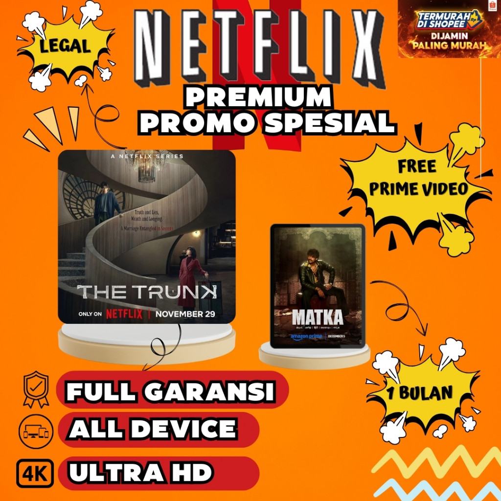 Jual NETFLIXXXX 1-3 BULAN NO VPN BERGARANSI RESMI UHD 4K LEGAL TERMURAH | Shopee Indonesia