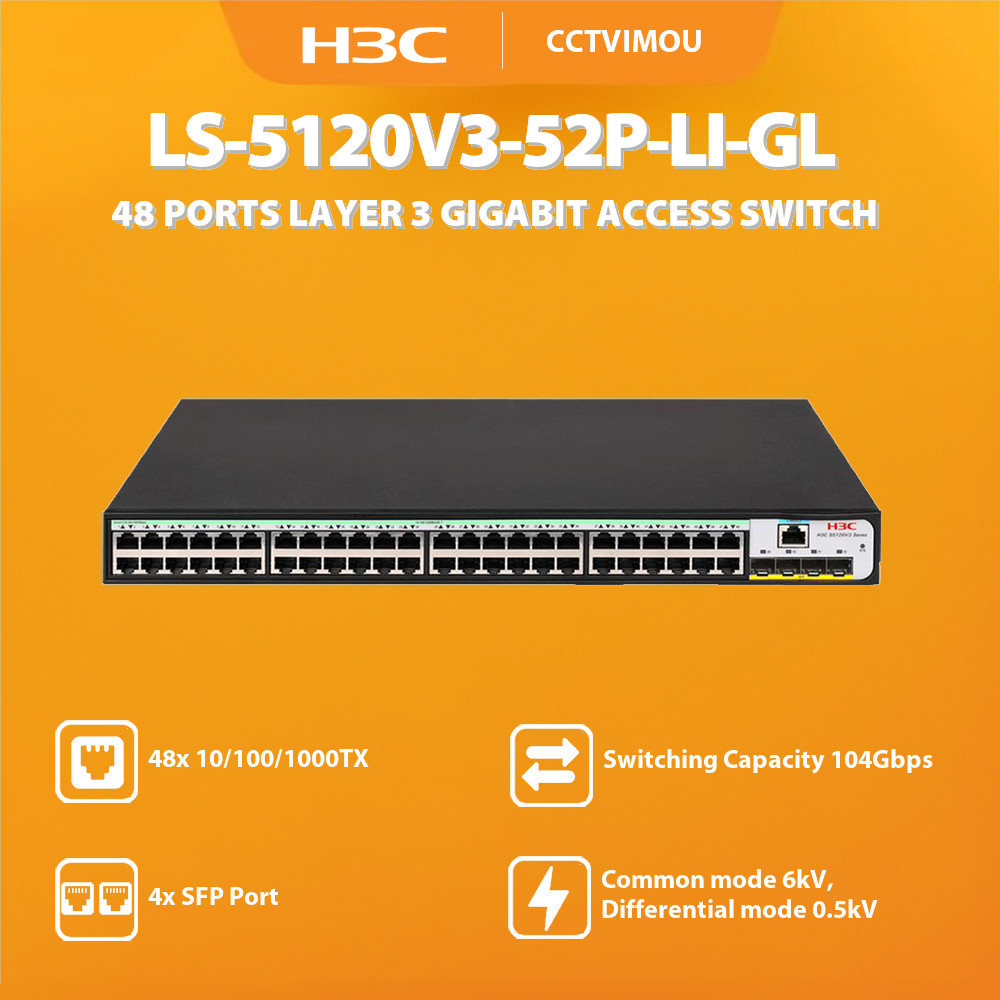 Jual H3C LS-5120V3-52P-LI-GL 48 PORTS LAYER 3 GIGABIT ACCESS MANAGED ...
