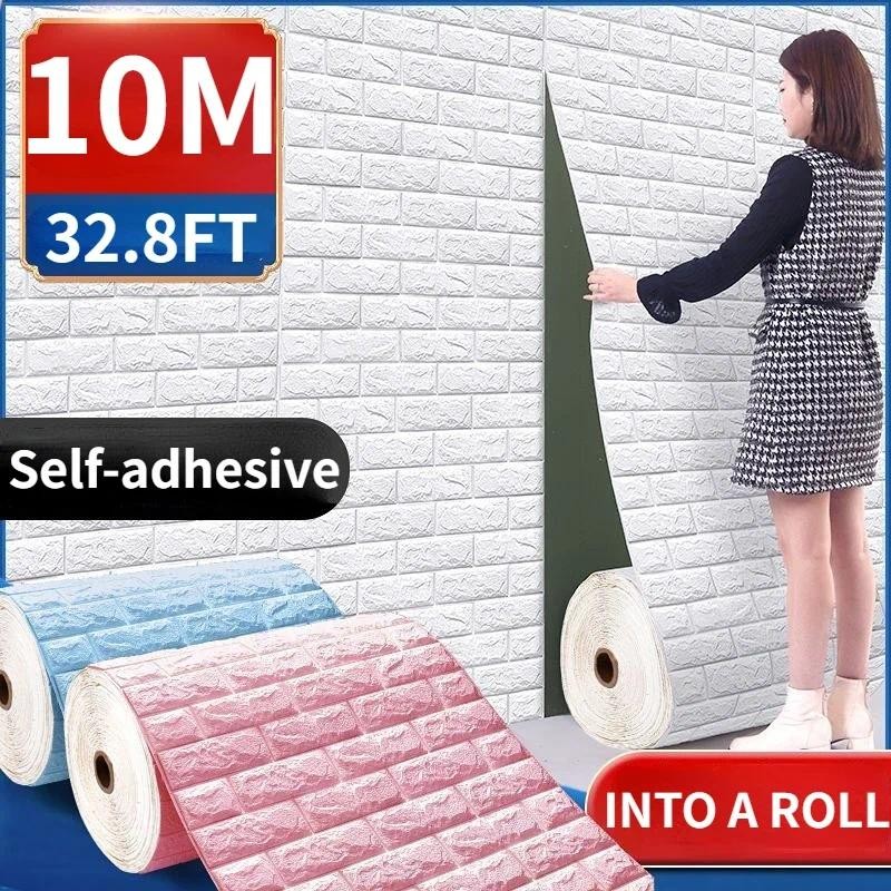Jual 3D Foam Brick Wall Panels Stickers Self Adhesive Waterproof Living ...