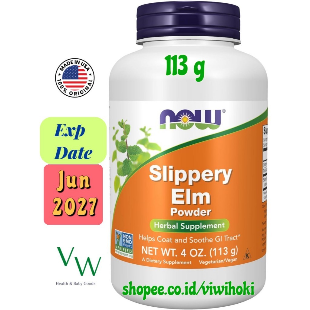 Jual NOW Foods Slippery Elm Powder 113 g 4 OZ. Herbal Supplement ...
