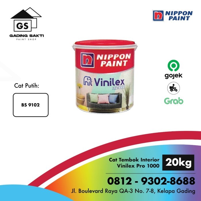 Jual Nippon Vinilex Pro 1000 White (9102) / Cat Tembok Interior Pail ...