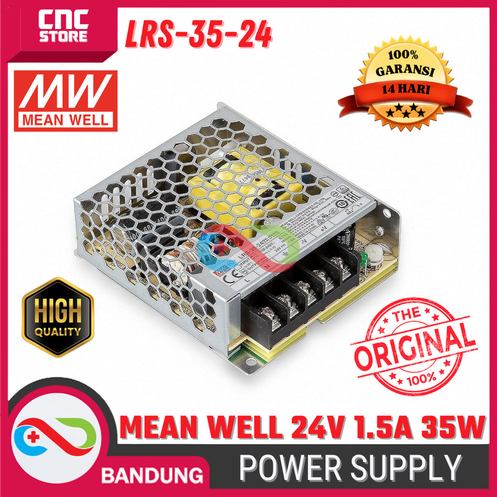 Jual Power Supply 24V 1.5A 35W Mean Well LRS-35-24 – Adaptor Switching | Shopee Indonesia