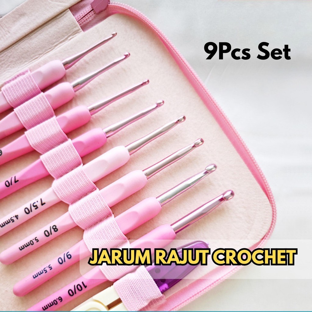 Jual 9Pcs Set Hakpen BR120 Crochet Decent Hook Jarum Rajut Cochet 2.0/2 ...