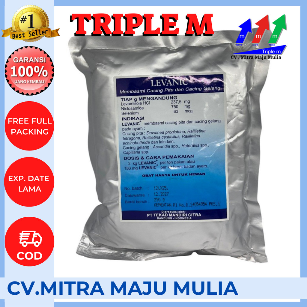 Jual LEVANIC 250 gram Obat Cacing Pita dan Cacing Gelang produksi TMC ...