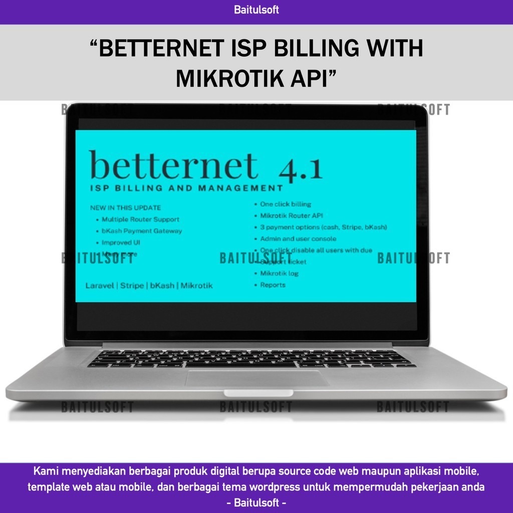 Jual SOURCE CODE APLIKASI WEB BETTERNET ISP BILLING WITH MIKROTIK API D167 BAITULSOFT | Shopee ...