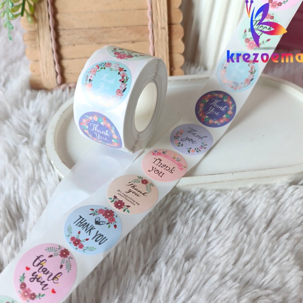 Jual Sticker Thank You Stiker Terima Kasih Per Roll 500 pcs | Shopee ...