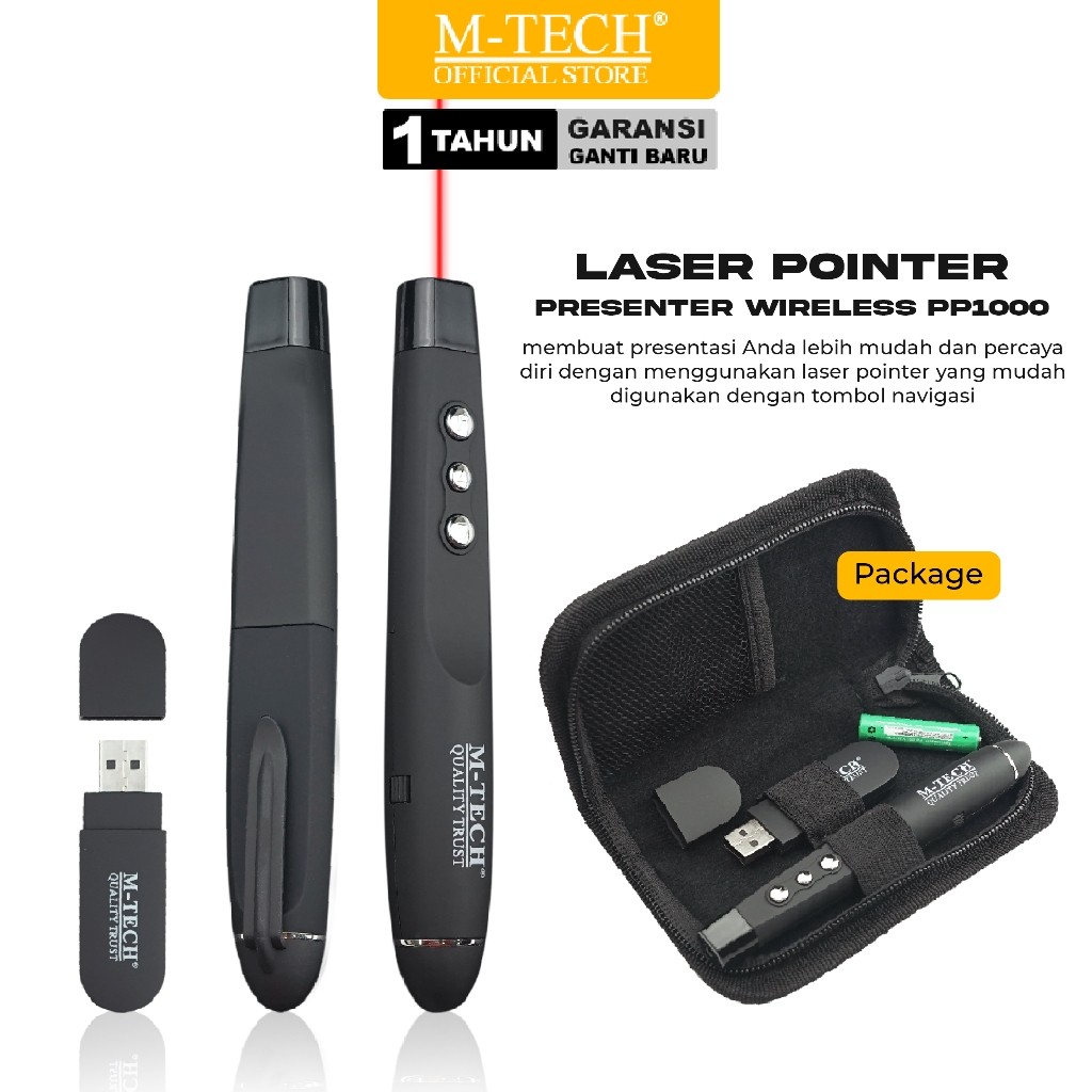 Jual MTECH Laser Pointer Wireless Presenter LPP1000 Alat Presentasi | Shopee Indonesia