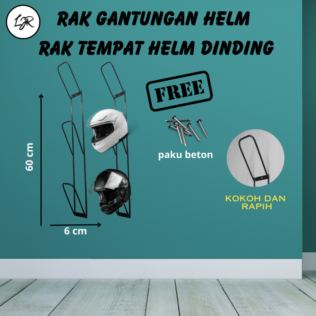 Jual Rak Gantungan Tempat Helm Besi 5 Susun yang Kokoh dan Kuat Tempel ...