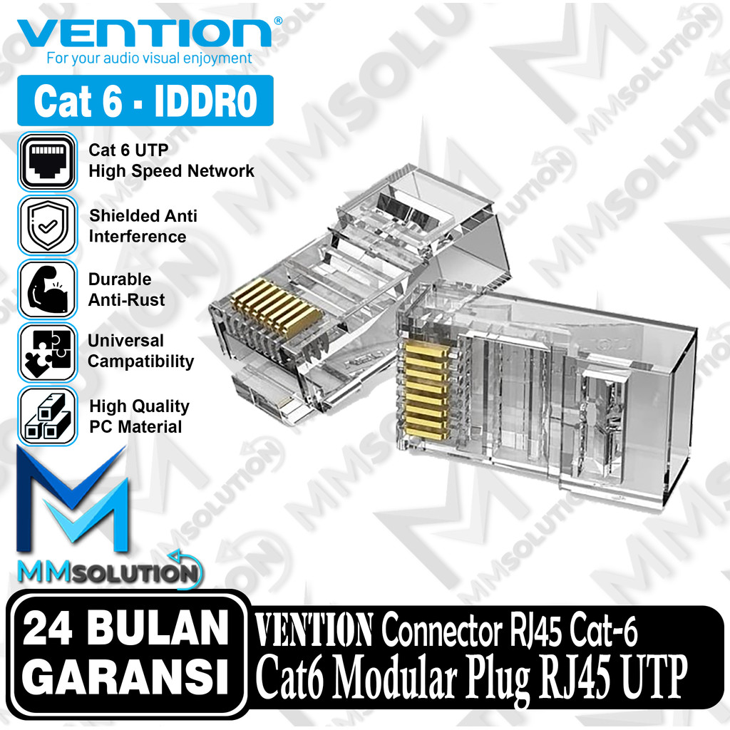 Jual Vention IDDR0 Connector LAN Cat 6 UTP RJ45 Modular Plug - IDD ...