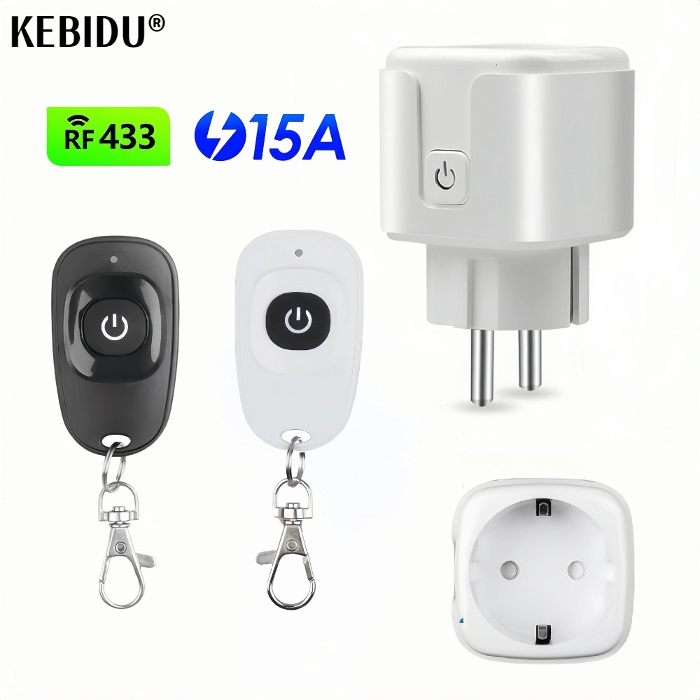 Jual 433mhz Socket Wireless Remote Control Switch Plug 110V 220V 15A EU ...