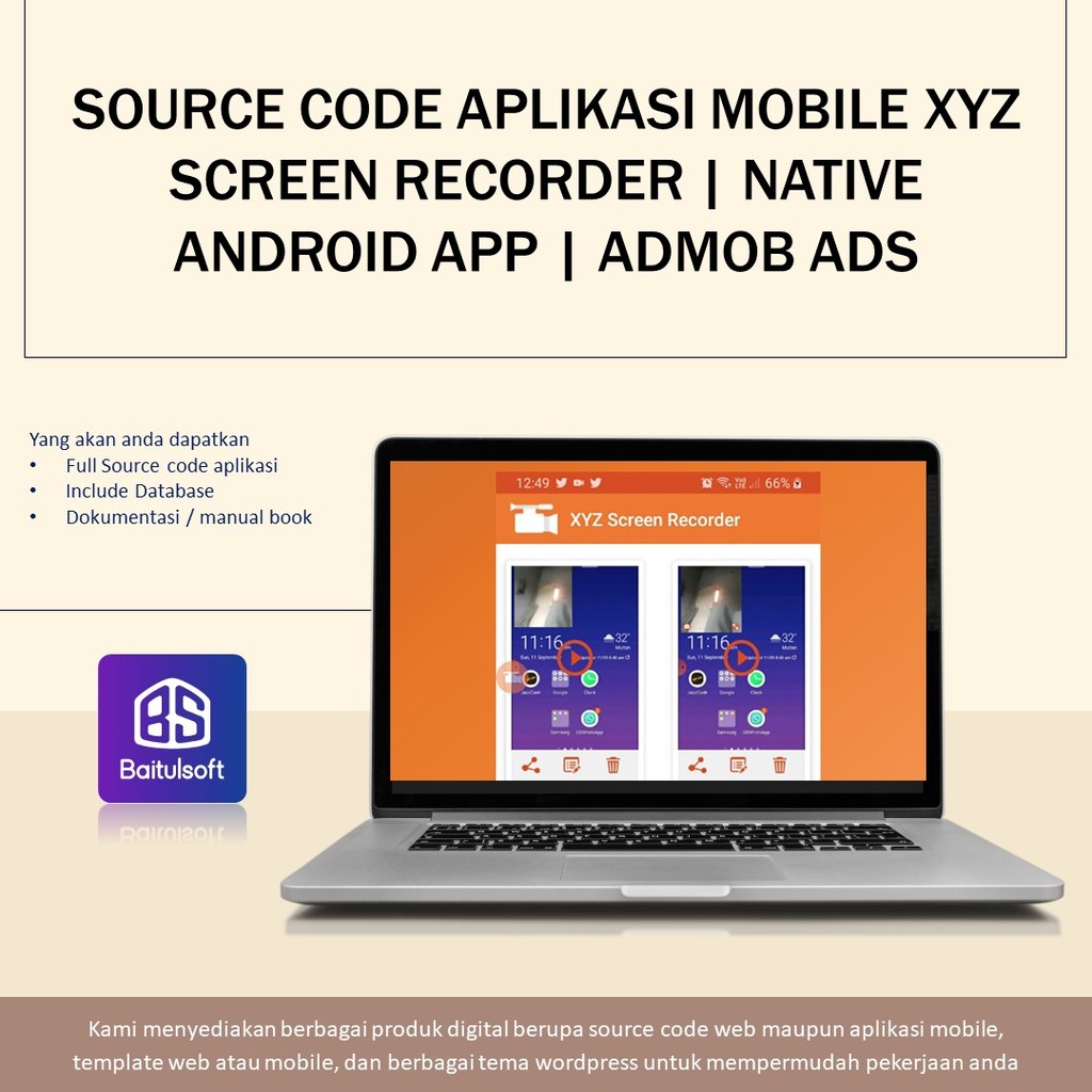 Jual SOURCE CODE APLIKASI MOBILE XYZ SCREEN RECORDER | NATIVE ANDROID APP | ADMOB ADS | Shopee ...