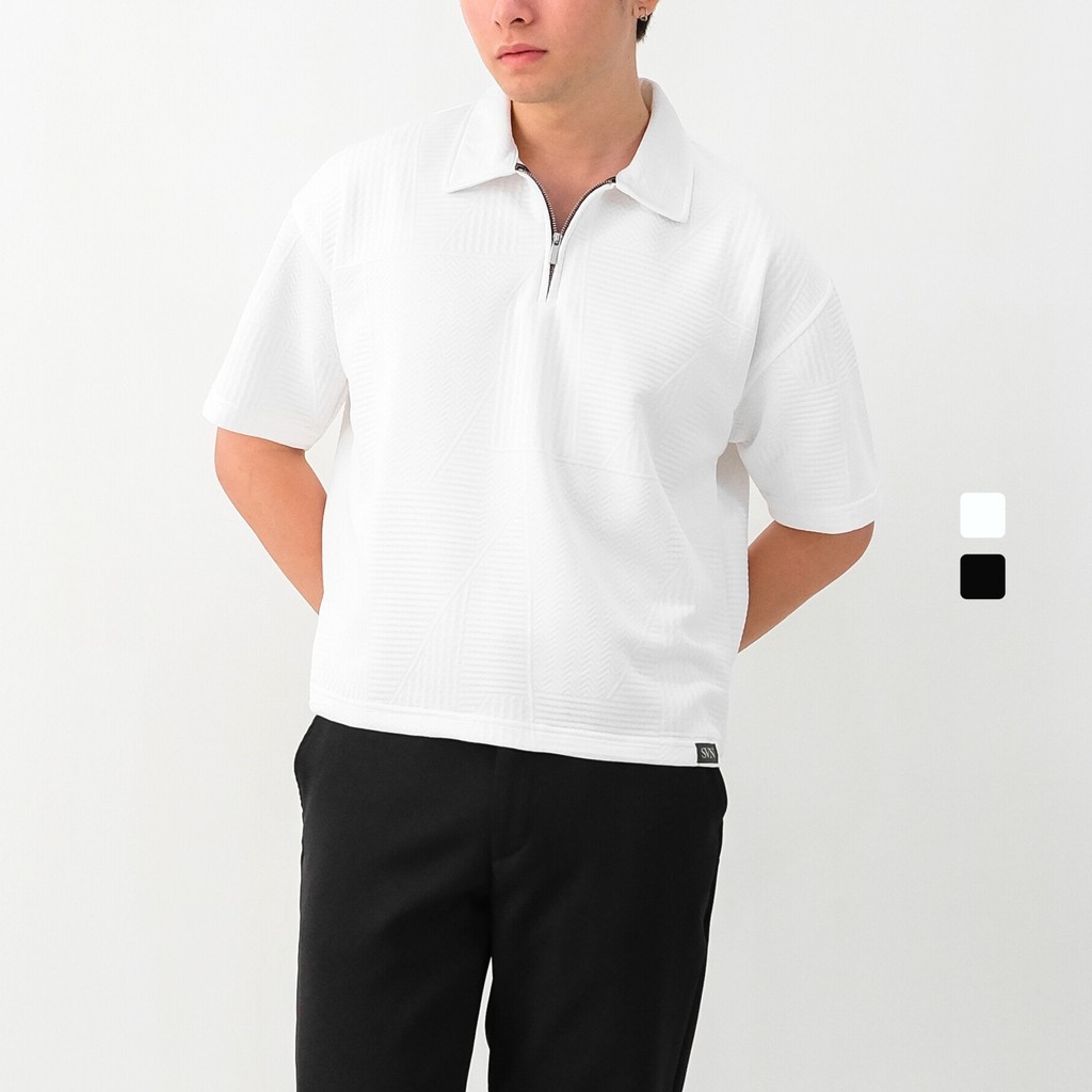 Jual SAGI Men - Zuma Zipper Boxy Polo | Kaos Polo Knit Pria | Atasan ...