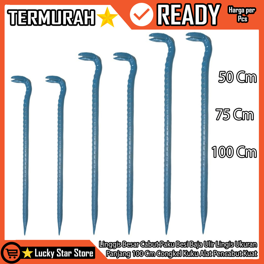 Jual Linggis Besar Cabut Paku Besi Baja Ulir Lingis Ukuran Panjang 50 ...