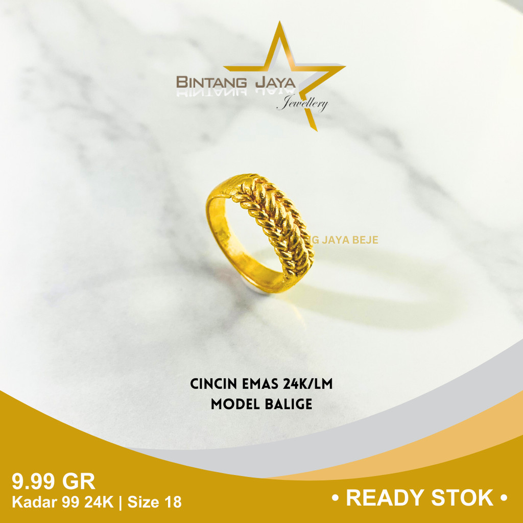Jual Cincin Emas Kadar 24K (LM) 99 Berat 9.99 gr gram Size Ukuran 18 ...