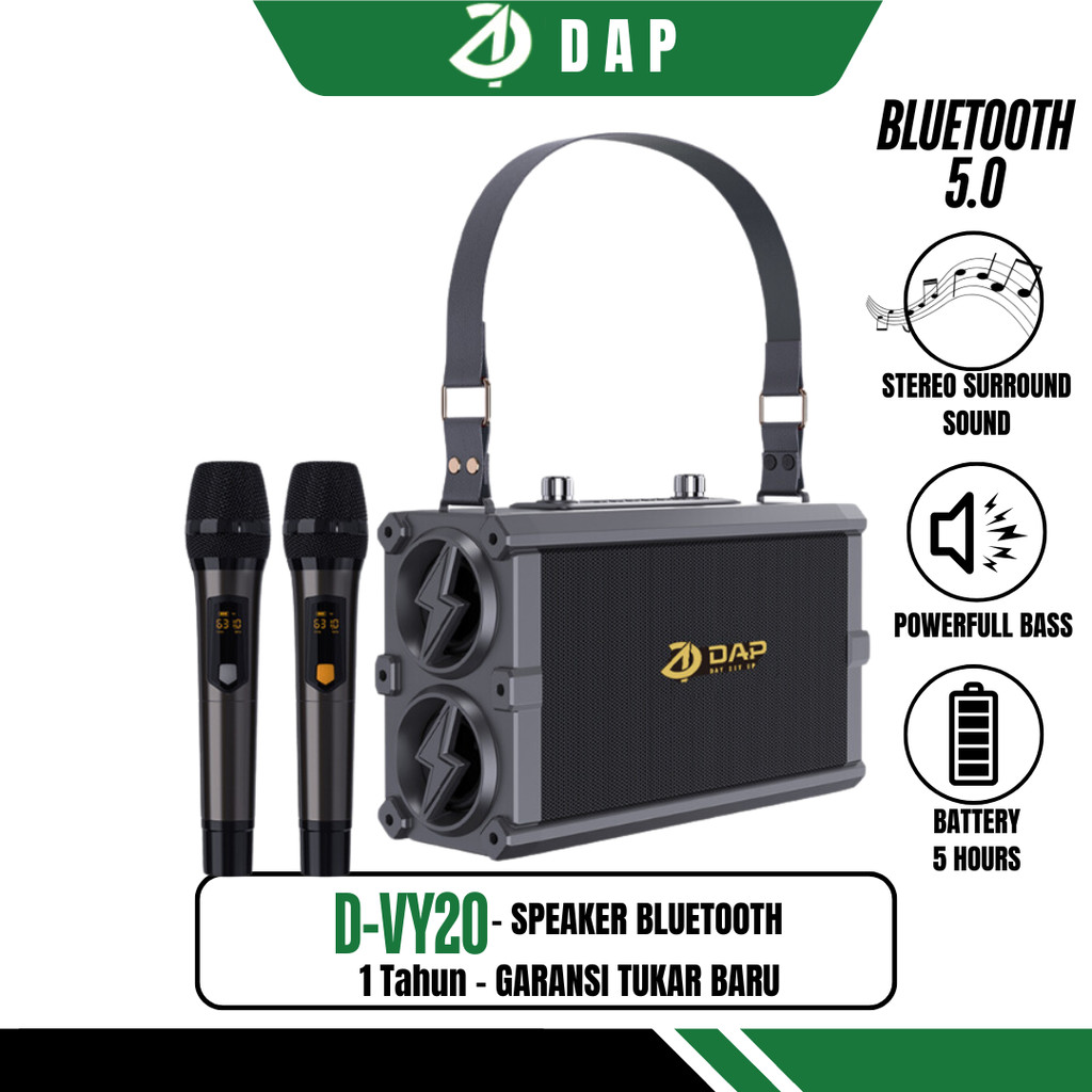 Jual DAP 2.5 Inch Bluetooth Karaoke Speaker - Dual Microphone & 3600mAh ...