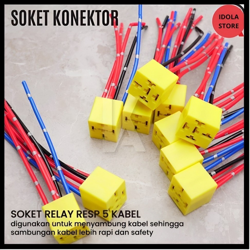 Jual Rumah Relay RE5P / Socket Cable Relay / Soket Kabel Kaki 5 Pin Untuk Klakson & Lampu (5 ...