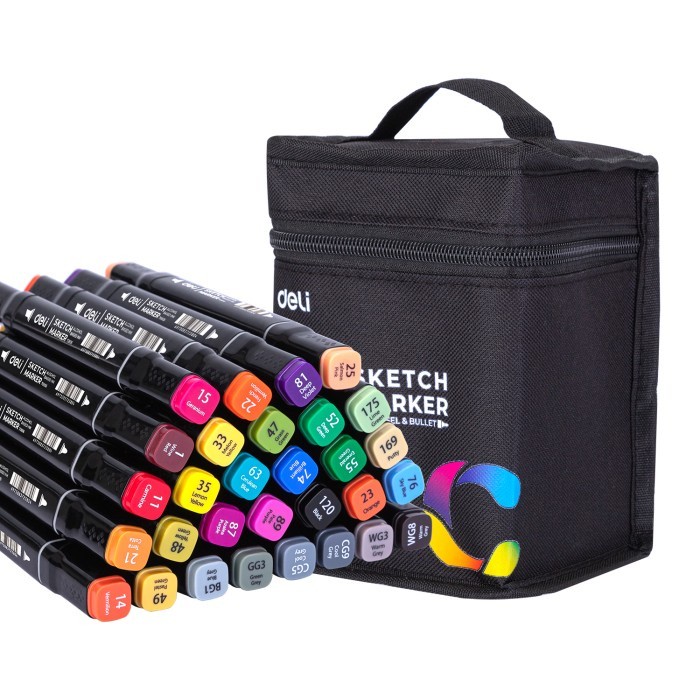 Jual Deli Sketch Marker Set 30 2 Tip / SKETSA MARKER DELI ISI 30 / 2 IN ...