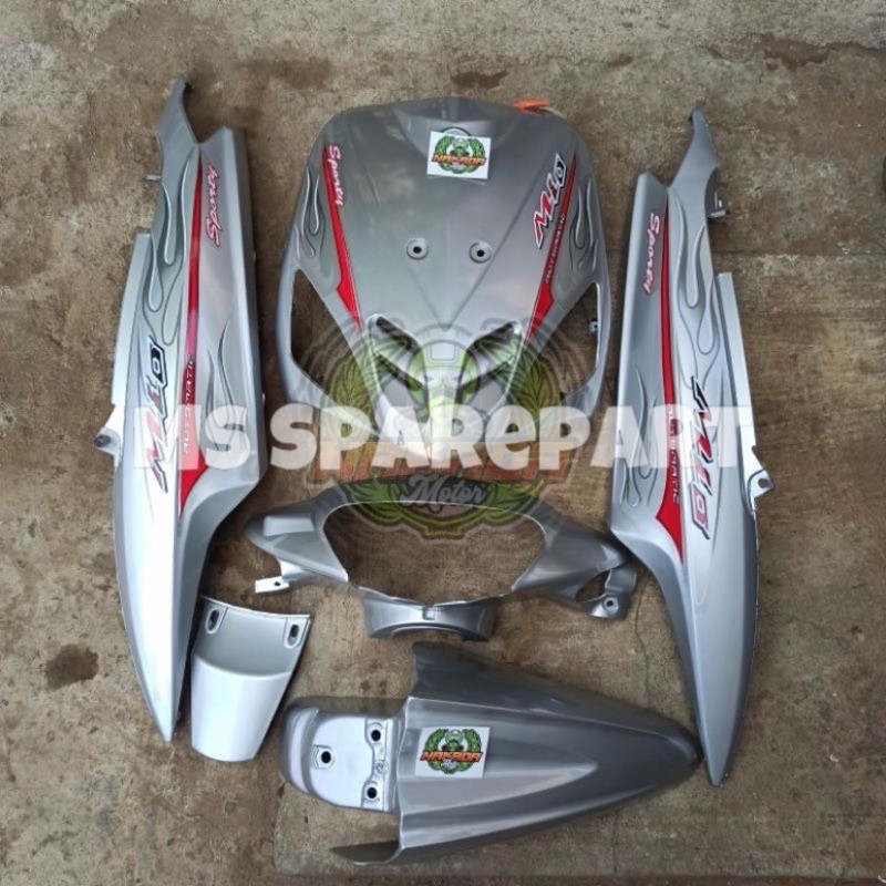 Jual COVER FULL BODY HALUS YAMAHA MIO SPORTY SILVER POLOS PLUS STRIPING ...