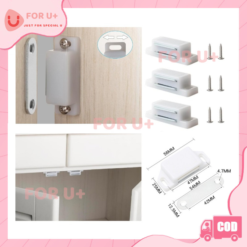 Jual 6Pcs Magnet Pintu Lemari / Putih Magnet Pintu Kayu Magnetic Catch ...