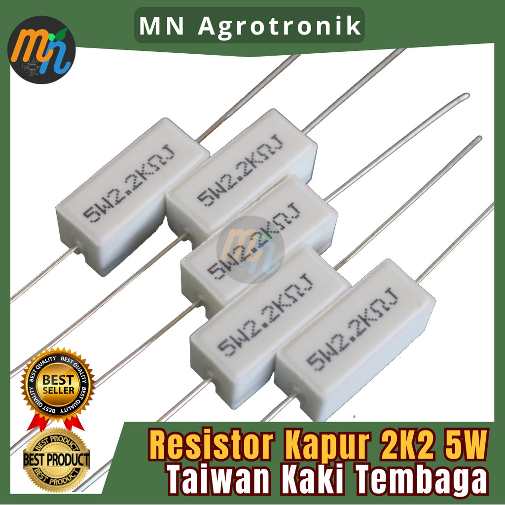 Jual Resistor Kapur 2K2 5W Taiwan Kaki Tembaga | Shopee Indonesia