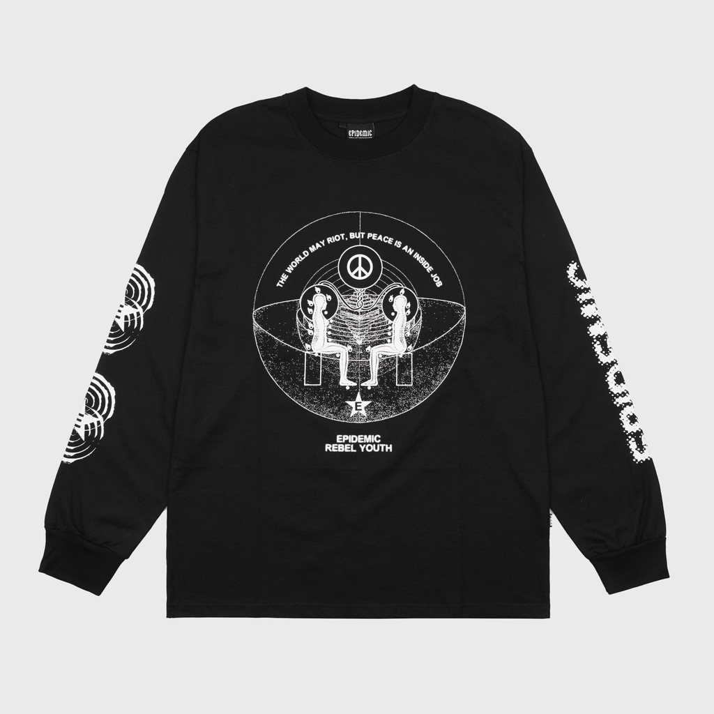 Jual Epidemic Longsleeve American Cotton 20s World Riot Black | Shopee ...