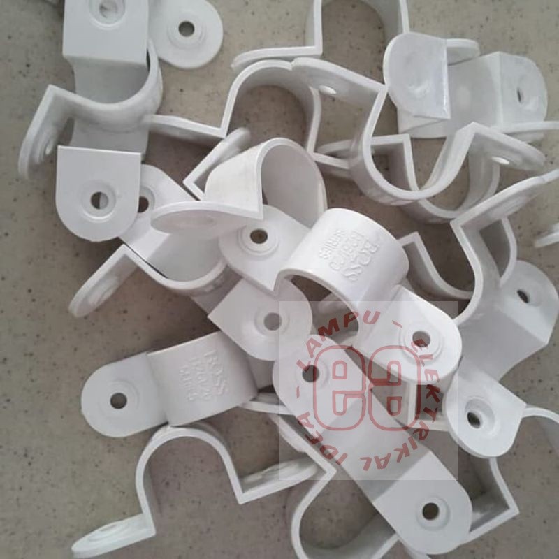 Jual Clamp Pipa BOSS 20mm 1Pack / Klem Clipsal Pvc Conduit Putih Isi ...